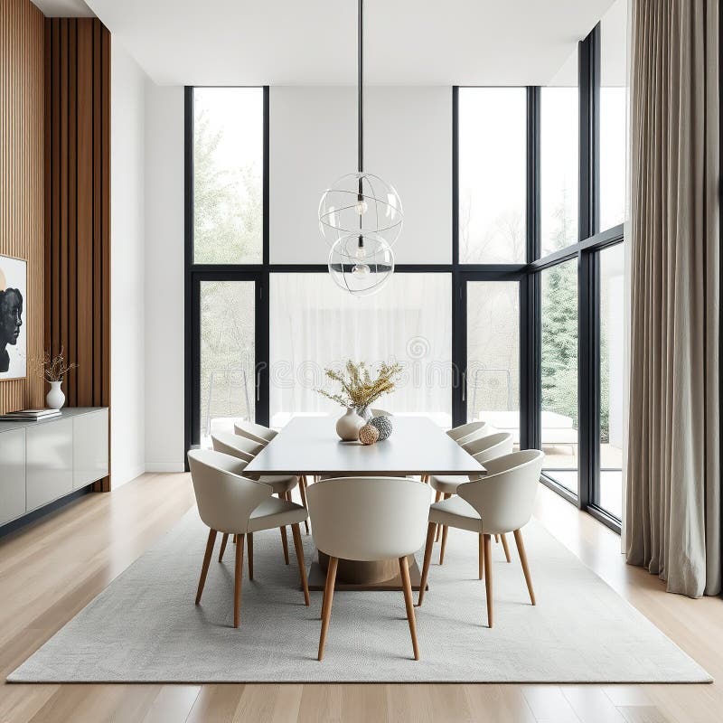 Modern Luxury Dining Room Interior. Stock Illustration - Illustration ...