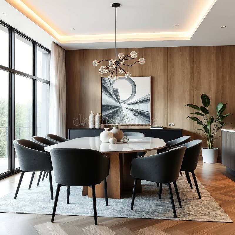 Modern Luxury Dining Room Interior. Stock Illustration - Illustration ...