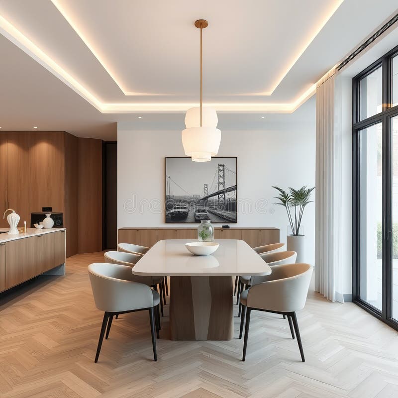 Modern Luxury Dining Room Interior. Stock Illustration - Illustration ...