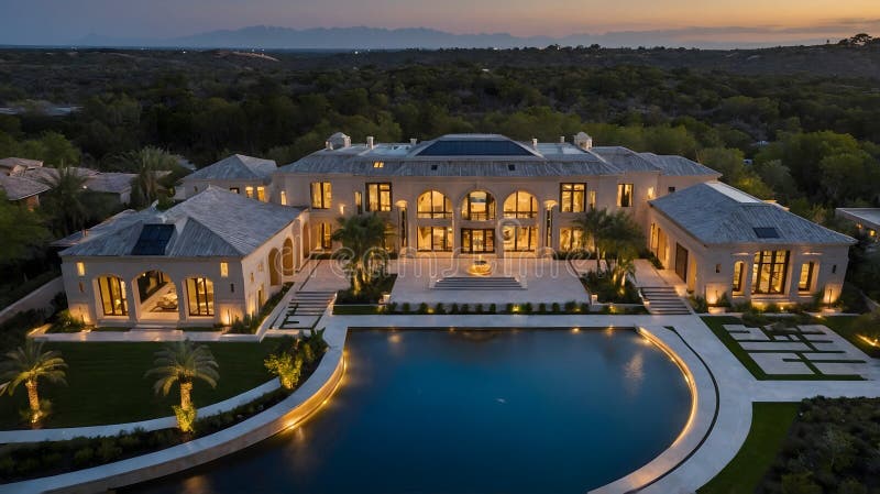 Modern Luxury Estate with Expansive Wings and Artistic Water Features ...