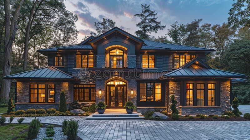 Modern Luxury Home stock illustration. Illustration of exterior - 328123604