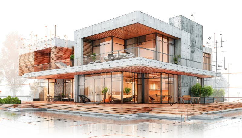 Modern Luxury Home Being Designed with Architectural Software Showing ...