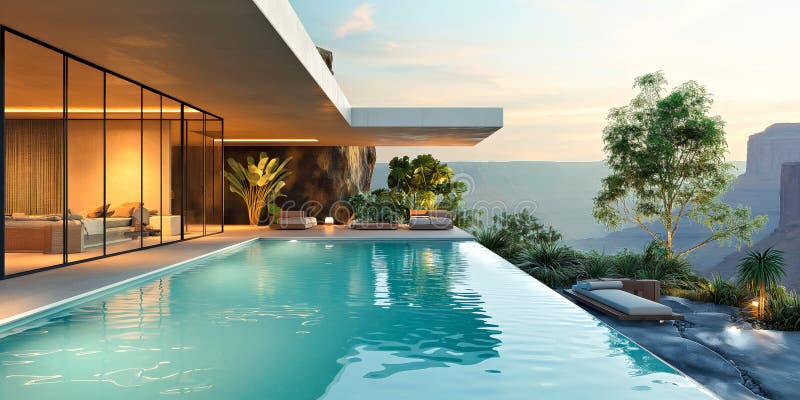 Modern Luxury Home with Infinity Pool Overlooking Scenic Landscape at ...