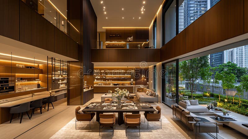 Modern Luxury Home Interior, Open-plan Design Stock Illustration ...