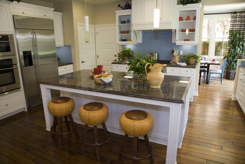 Modern Luxury Home Kitchen. Stock Image - Image of model, furniture ...