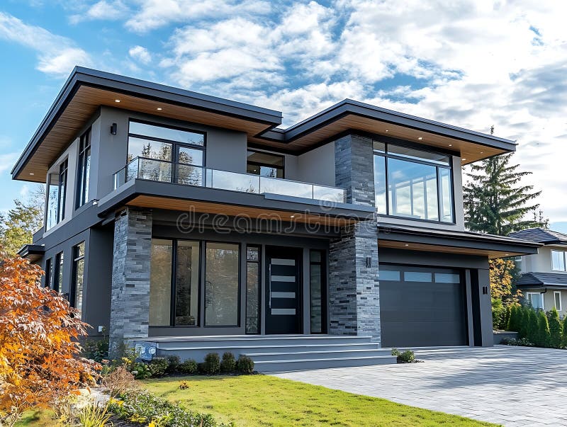 Modern Luxury Home with Stunning Architectural Features Stock ...
