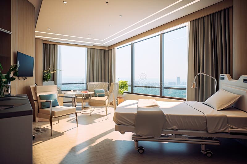 A Modern Luxury Hospital Room, Interior of Modern Hospital Room, Generative Ai Stock ...