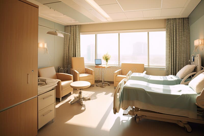 A Modern Luxury Hospital Room, Interior of Modern Hospital Room ...