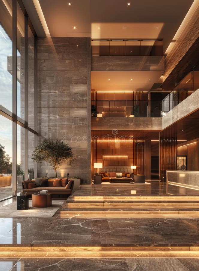Modern Luxury Hotel Lobby Design Generated Using AI. Stock Illustration ...