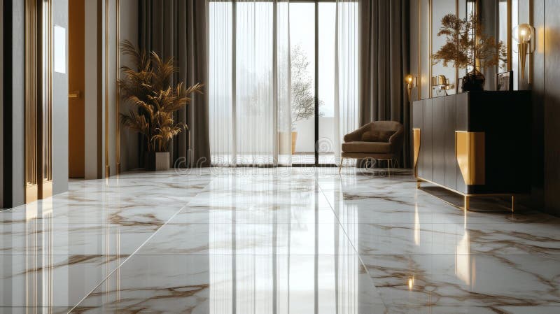 Modern Luxury Hotel Lobby Interior with Marble Floor Stock Illustration ...