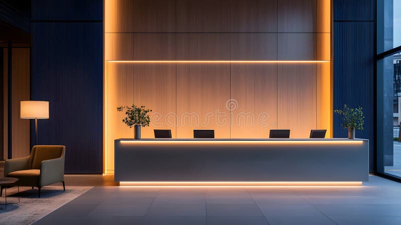 Modern Luxury Hotel Lobby with LED Lighting and Elegant Design Elements ...