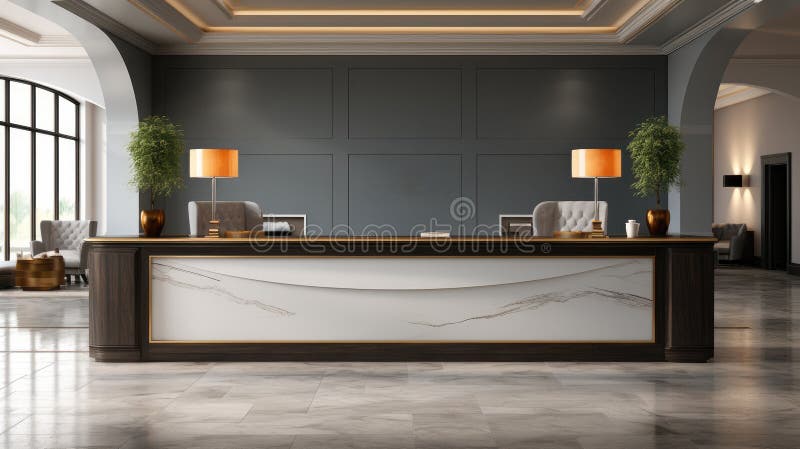 Modern Luxury Hotel Reception Counter Desk Stock Illustration ...