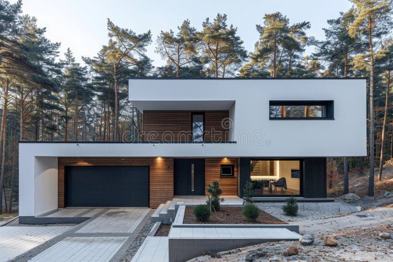 Modern Luxury House in Forest with Elegant Minimalist Design and Timber ...