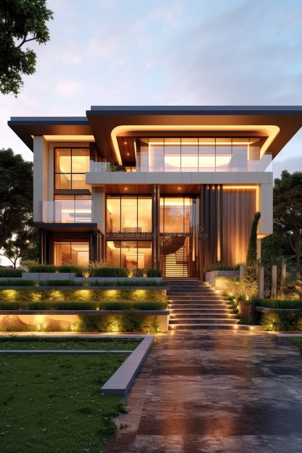 Modern Luxury Mansion with White Walls and Panoramic Windows Hi-tech ...