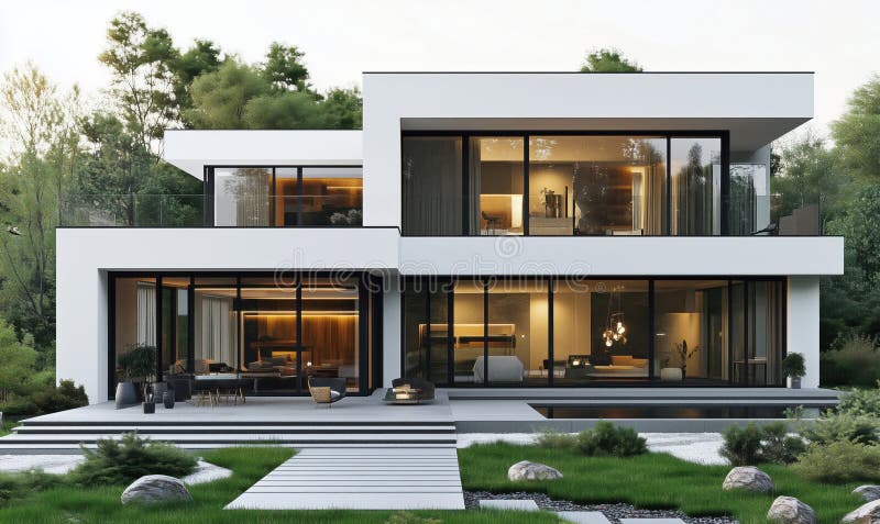 Modern Luxury House with Large Windows and Elegant Outdoor Space ...