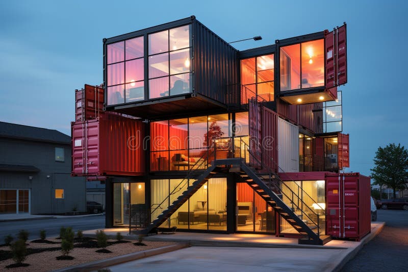Modern Luxury House Made of Colorful Sea Containers. Generative AI ...