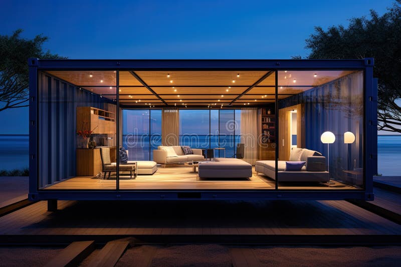 Modern Luxury House Made of Sea Containers. Generative AI Stock ...