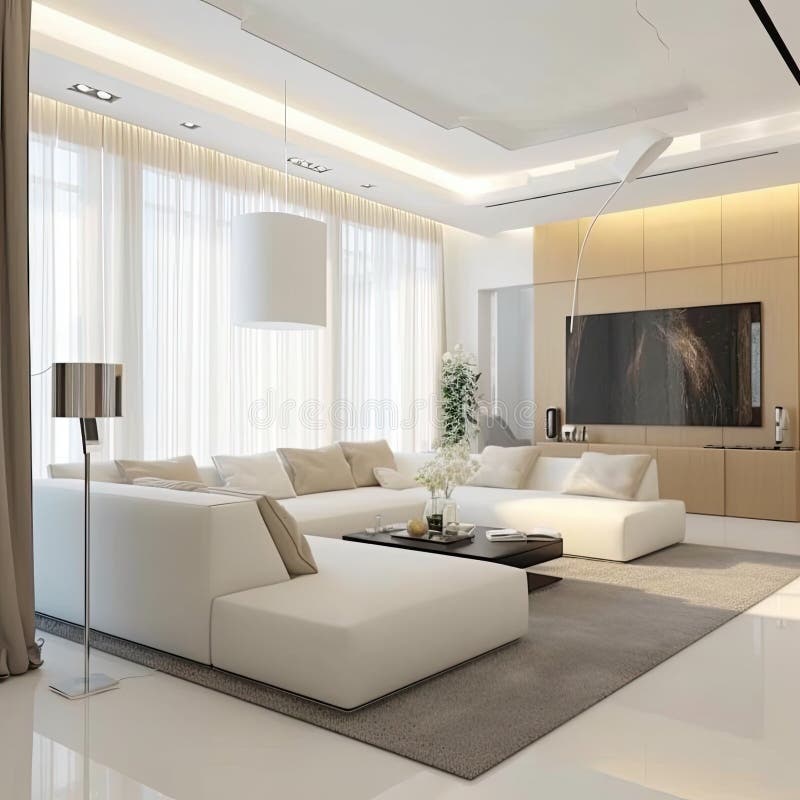 Modern Luxury Interior Background with Panoramic Windows,Design Living ...