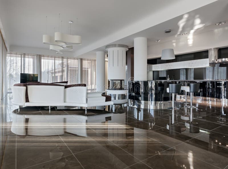 Modern Luxury Interior in Daylight Stock Image - Image of floor, modern ...