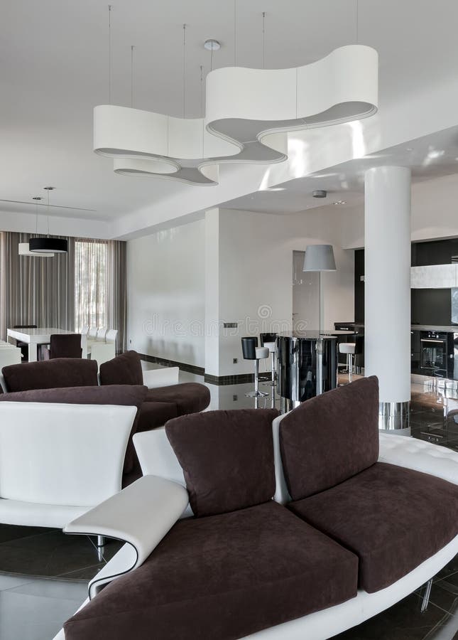 Modern Luxury Interior in Daylight Stock Image - Image of kitchen ...