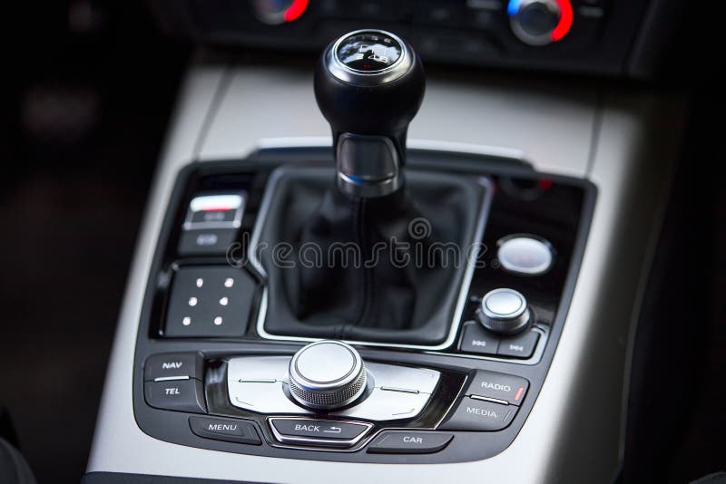 Modern Luxury Interior Shift Gear of Manual Gearbox and Multi Media ...