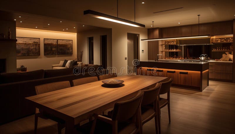 Modern Luxury Kitchen Elegant Design, Wide Lighting Generated by AI ...