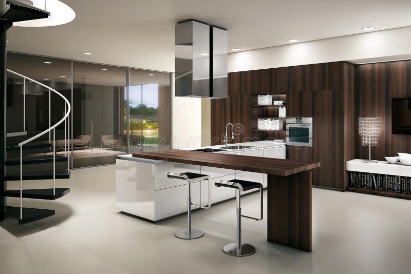 Modern Luxury Kitchen Interior Design in Minimal Style. Editorial Stock ...