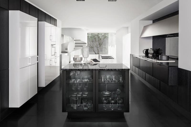 Modern Luxury Kithcen Interior in Minimal Style. Stock Illustration ...