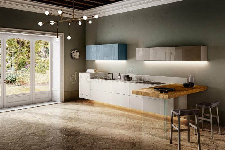 Modern Luxury Kithcen Interior in Minimal Style. Stock Illustration ...