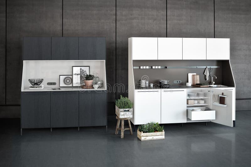 Modern Luxury Kithcen Interior in Minimal Style. Stock Illustration ...