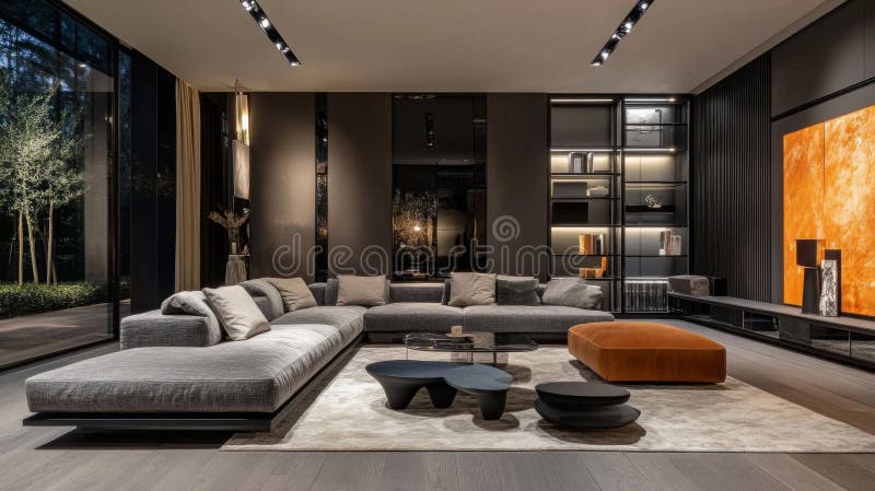 Modern Luxury Living Room Interior Design Showcase Stock Illustration ...