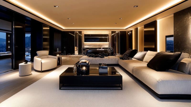 Modern Luxury Living Room Interior Design Showcase Stock Illustration ...