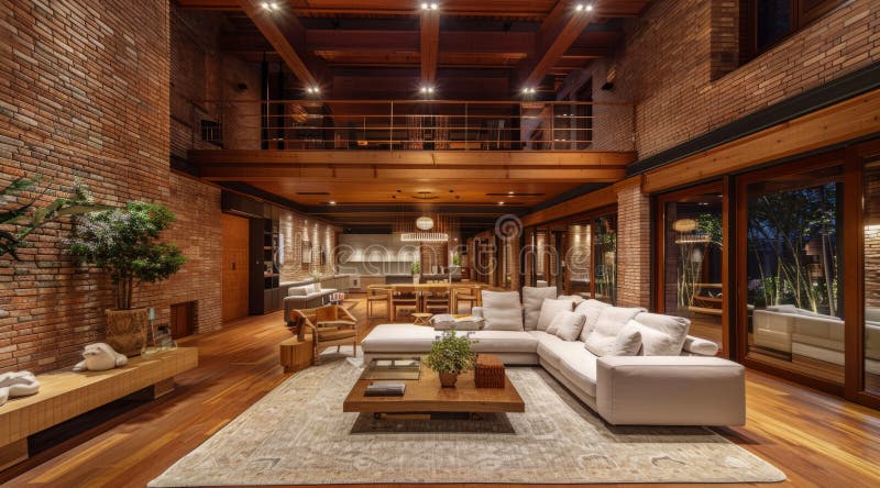 Modern Luxury Spacious Living Room in a Private House Stock ...