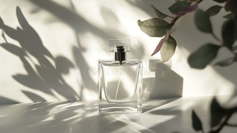 Modern Luxury Transparent Perfume Bottle Captured in Minimalist Setting ...