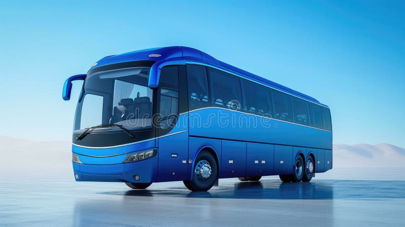 Modern Luxury Travel Bus in Vibrant Blue. Stock Illustration ...