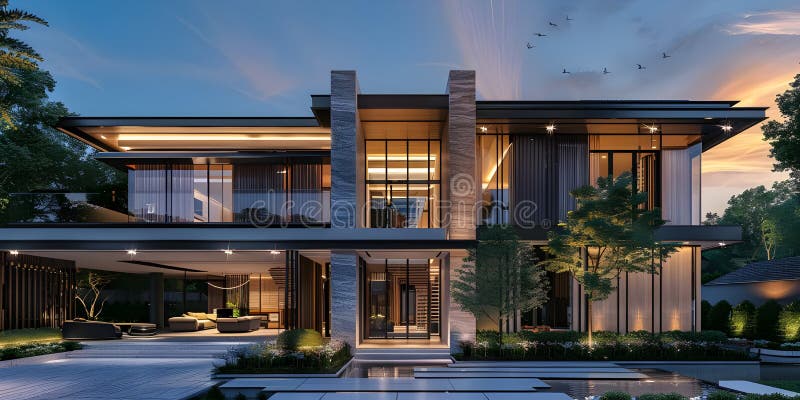 Modern Luxury Villa Exterior in Minimal Style Background - Ai Generated ...