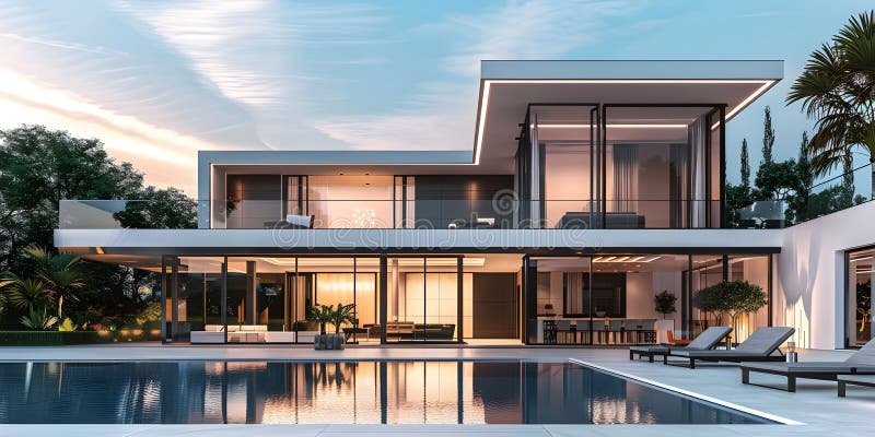 Modern Luxury Villa Exterior in Minimal Style Background - Ai Generated ...
