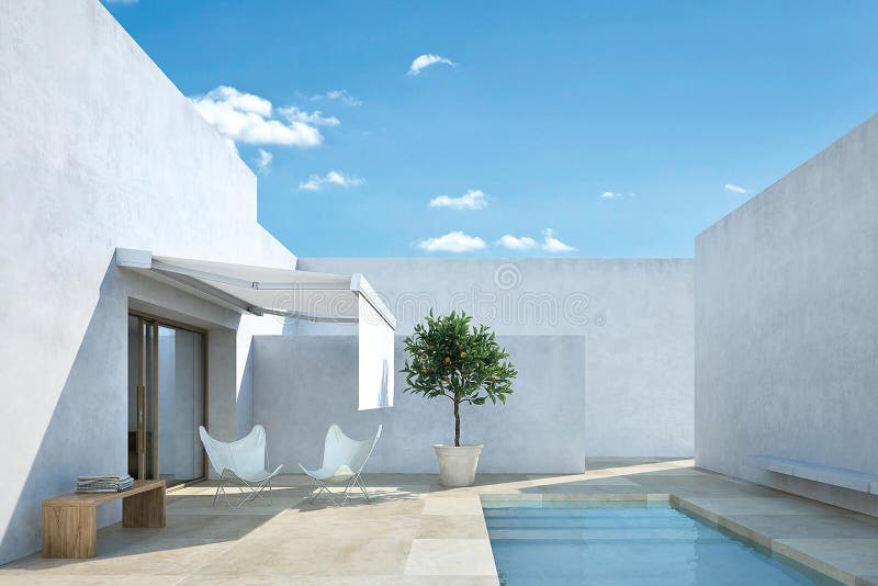 Modern Luxury Villa Exterior with Swimming Pool. Stock Photo - Image of ...