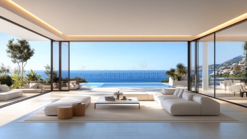 Modern Luxury Villa with Ocean View and Infinity Pool Stock ...