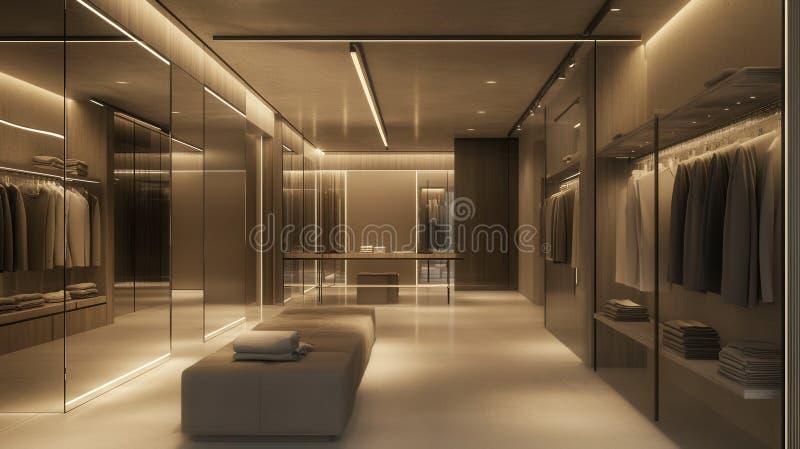 Modern Luxury Walk-in Closet with Minimalist Design and Led Lighting ...