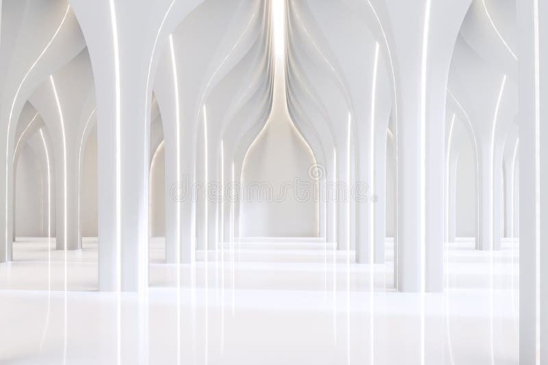 Modern Luxury White Hall Abstract Space Interior Concept 3d Render ...