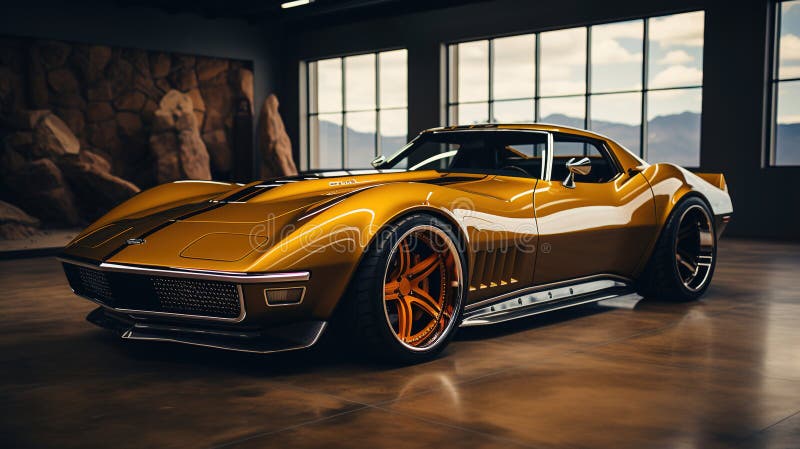 Modern Luxury Yellow Color Super Car on Black Blurry Background Stock ...