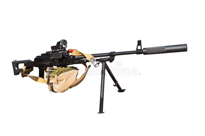 Machine Gun Isolated on White Background Stock Photo - Image of action ...