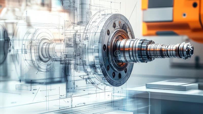 Modern Machine Tools and Detailed Drawings Showcasing Engineering ...