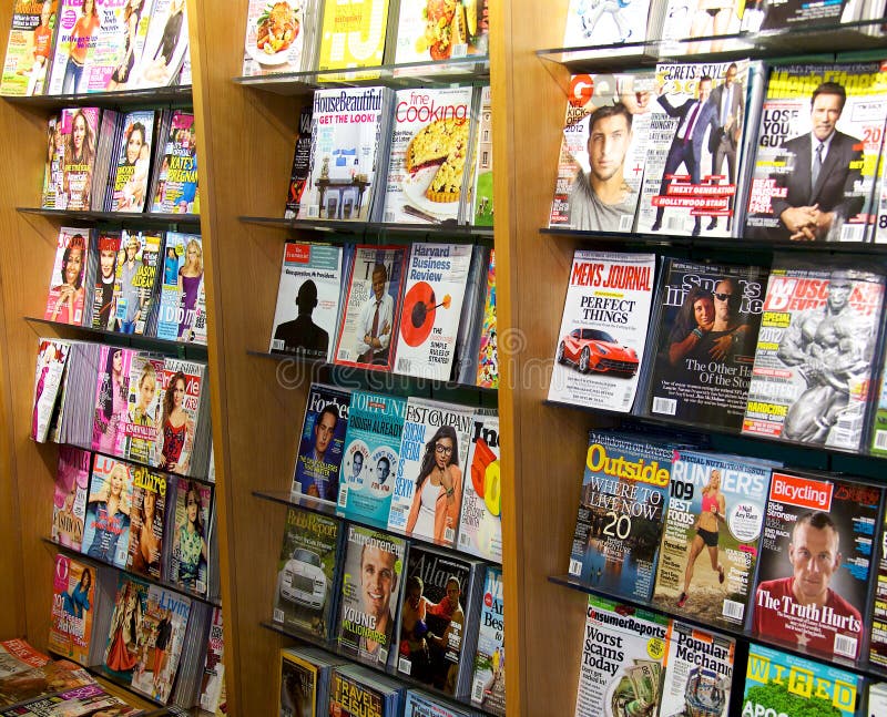 Magazines on display editorial stock photo. Image of display - 45430973