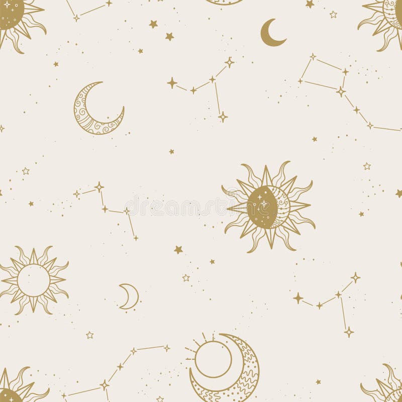 Modern Magic Seamless Pattern, Hand Drawn Symbols and Ornaments ...