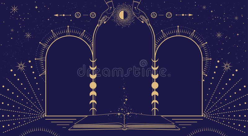 Modern Magic Witchcraft Astrology Arch Frame with Four Elements, Open ...