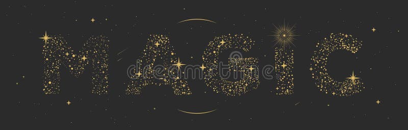 Modern Magic Witchcraft Astrology Background with Glittering Letters on ...