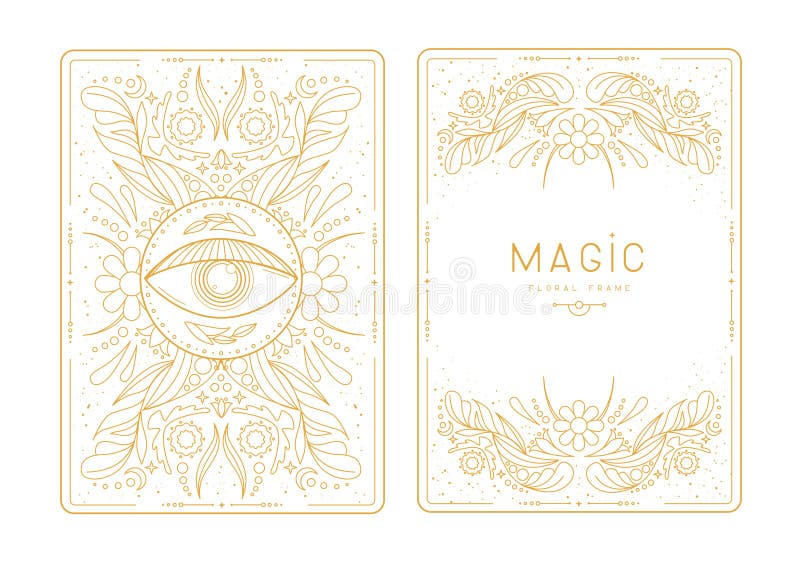 Modern Magic Witchcraft Frames with Floral Elements and Ornament ...