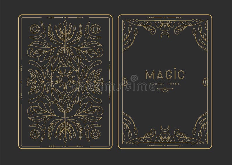 Modern Magic Witchcraft Frames with Floral Elements and Ornament ...